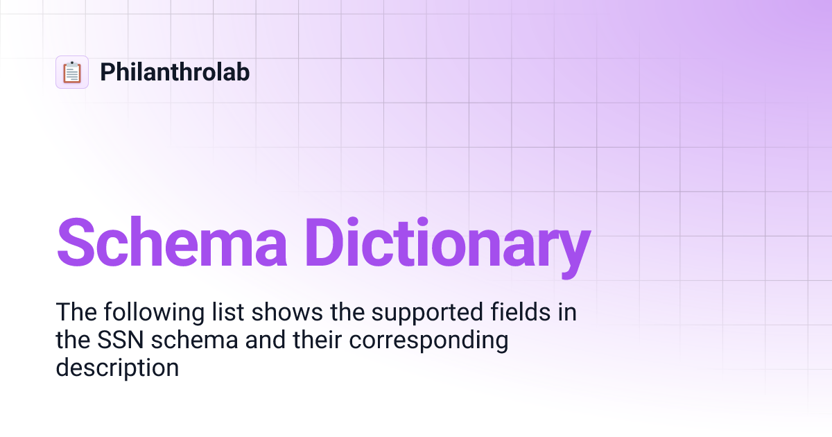 Schema Dictionary | Philanthrolab