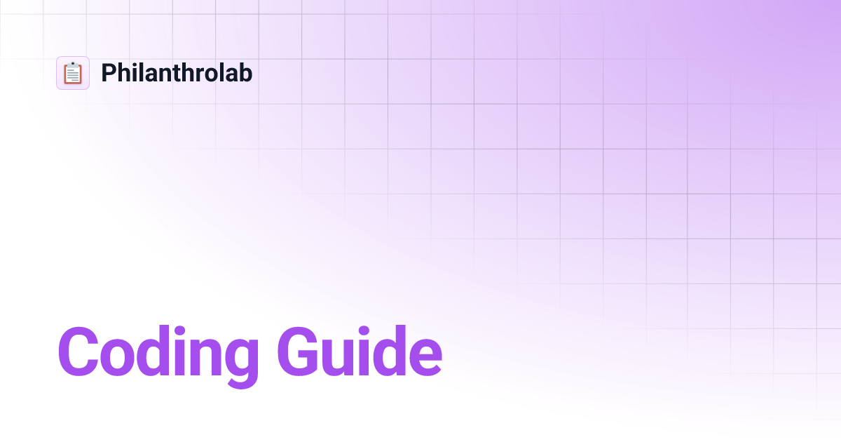 Coding Guide | Philanthrolab