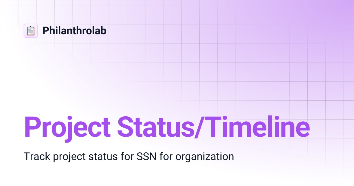 Project Status/Timeline | Philanthrolab