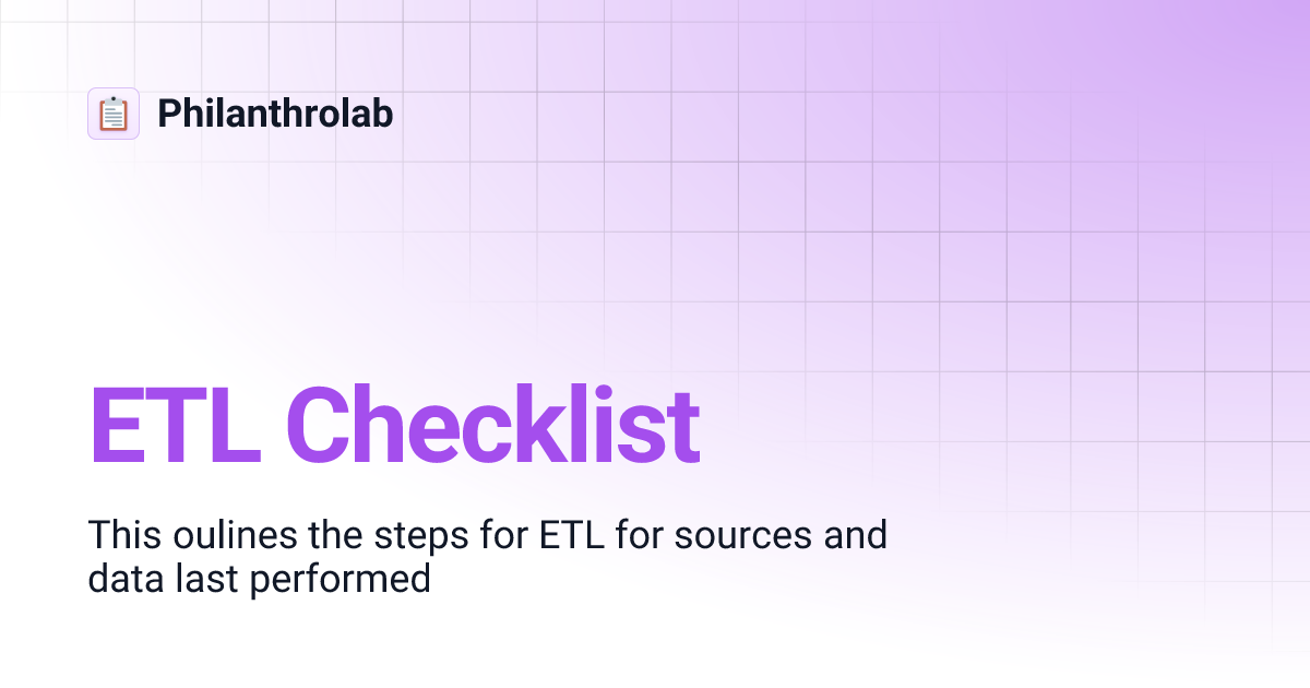ETL Checklist | Philanthrolab
